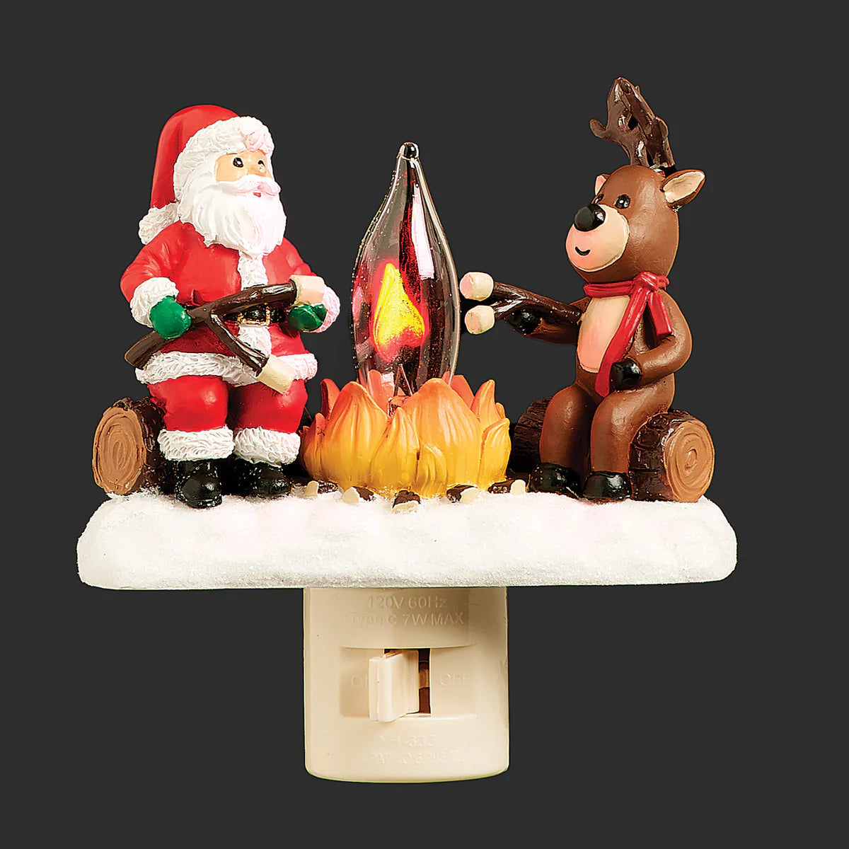 Roman Lights Santa & Reindeer by Flickering Campfire Night-Light ...